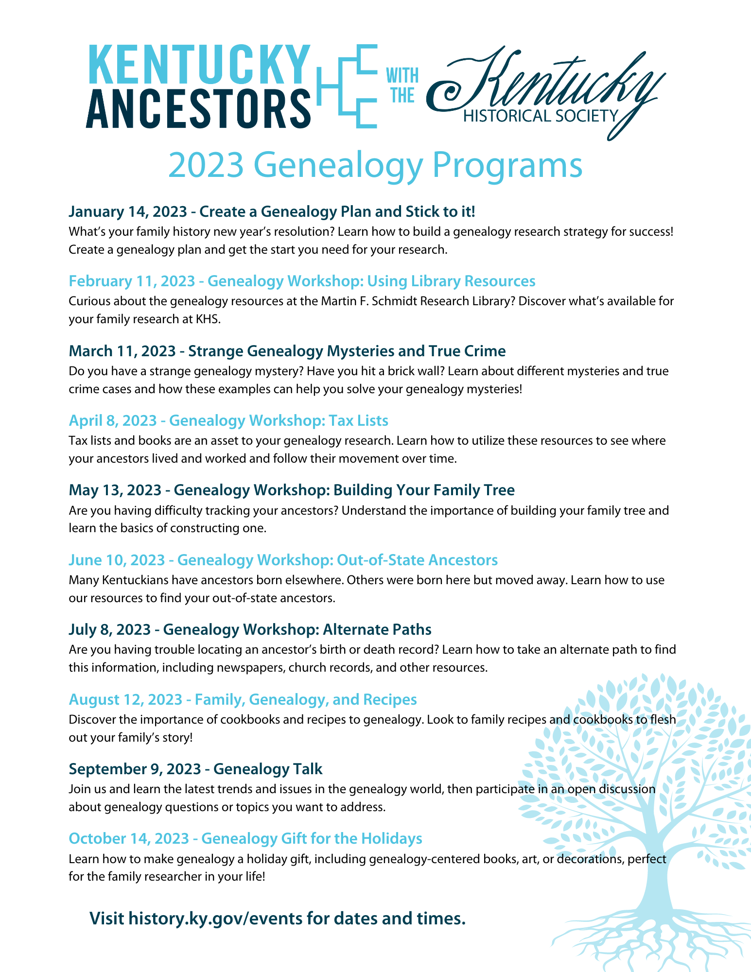 Kentucky Ancestors 2023 Genealogy Program Schedule – Kentucky Ancestors ...